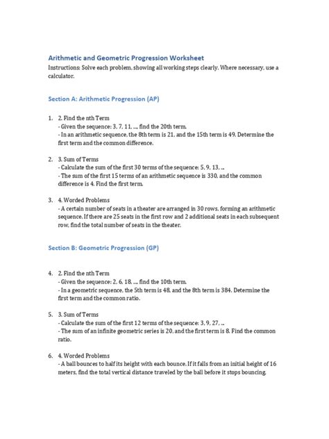 Ap And Gp Worksheet Pdf