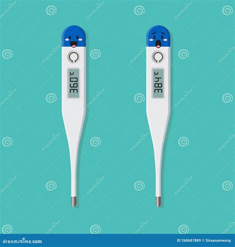 Emoji Characters Of Fevers And Normal Body Temperature Stock