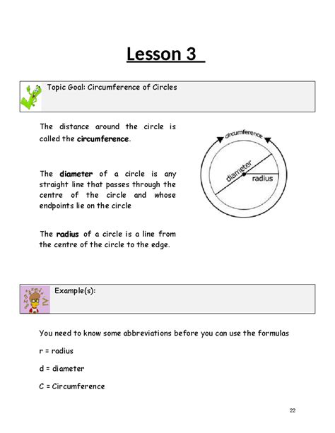 Lesson 3 Circumference Of Circles Topic Goal Circumference Of Circles The Distance Around The