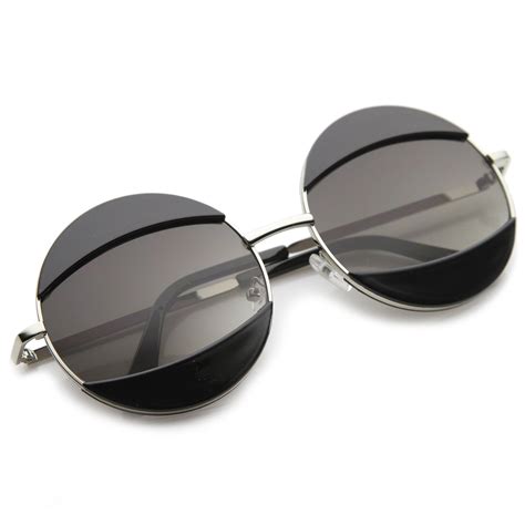 Womens Metal Round Sunglasses With Uv400 Protected Gradient Lens