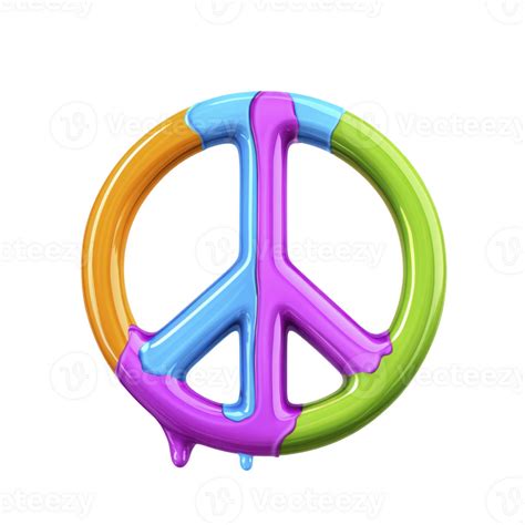 A Colorful Glossy Peace Symbol With Vibrant Hues Of Orange Blue