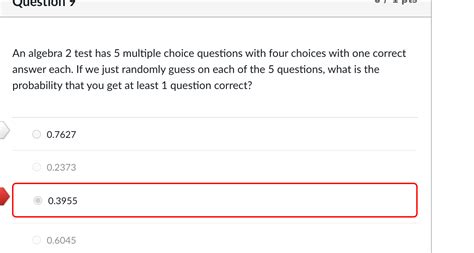 Solved Question An Algebra 2 Test Has 5 Multiple Choice