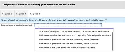 Solved Exercise 19−3 Income Reporting Under Absorption