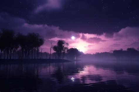 Premium Ai Image Aesthetic Purple Sky Background Landscape
