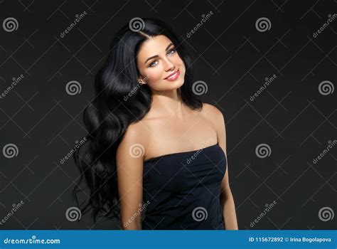 Black Hair Woman Beautiful Brunette Hairstyle Fashion Portrait Stock