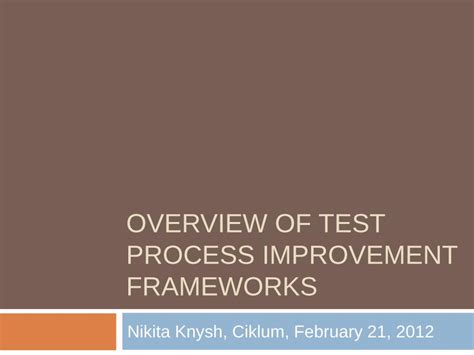 Pdf Overview Of Test Process Improvement Frameworks Dokumen Tips