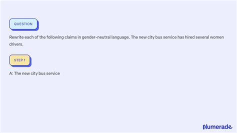 Solvedrewrite Each Of The Following Claims In Gender Neutral Language