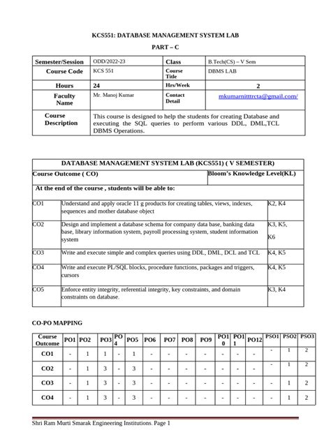 updated dbms lab obe pdf pl sql databases