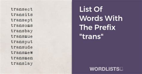 List Of Words With The Prefix Trans