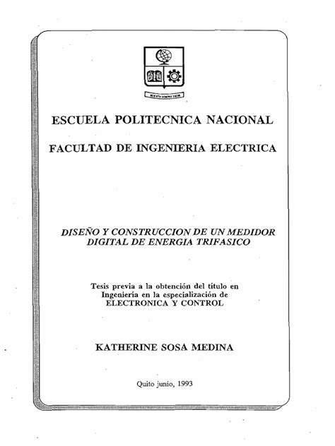 Escuela Politécnica Nacional Facultad De Ingeniería Eléctrica Pdf