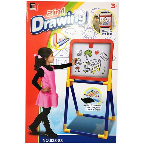 Дъска за рисуване 2 в 1 с тебешир и восъчни моливи Emag Bg