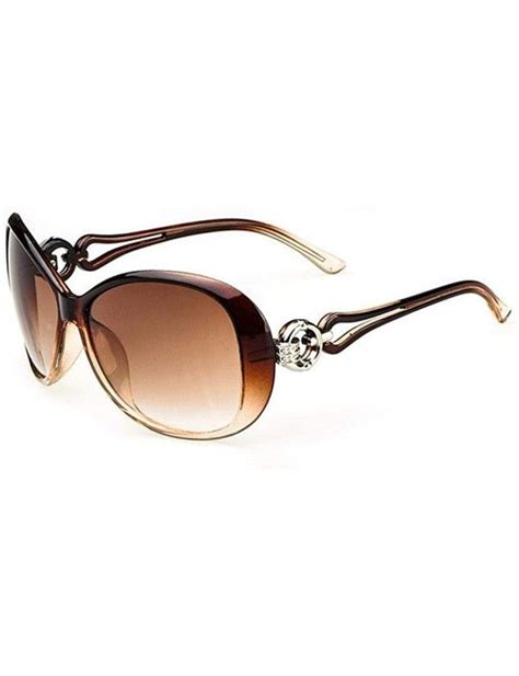 Women Fashion Oval Shape Uv400 Framed Sunglasses Sunglasses Coffee