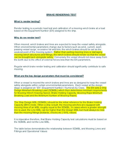 Brake Rendering Test Pdf Ships Force