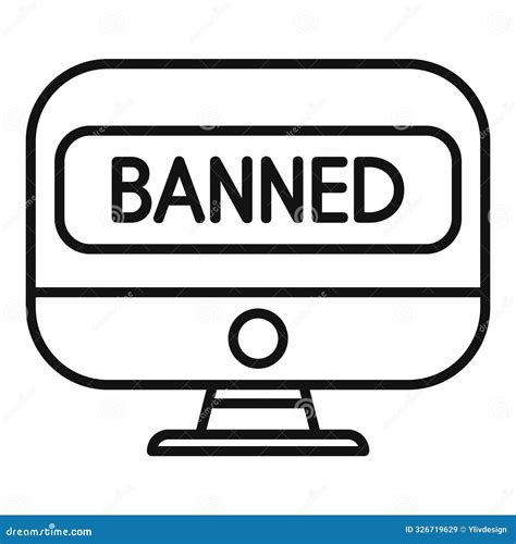 Desktop Computer Displaying Banned Message Icon Vector Illustration