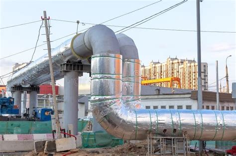 Temporary Bypass Of City Central Heating Pipeline With Metal Pipes
