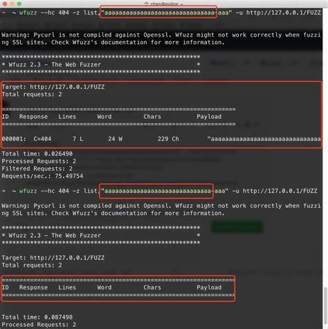 use too long payload unable to hide code · issue 96 · xmendez wfuzz · github