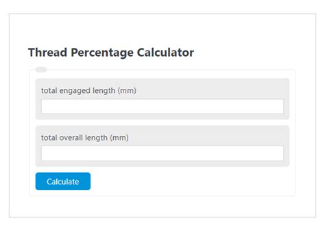 Thread Percentage Calculator Calculator Academy