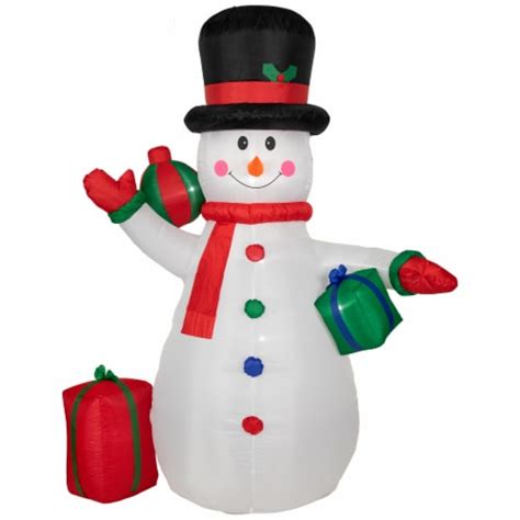 Northlight 8ft Lighted Inflatable Snowman With Ts Outdoor Christmas