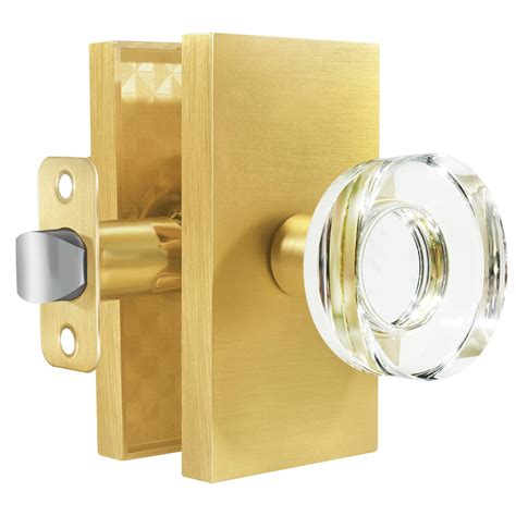Bonkudoo Passage Glass Door Knobs Interior Satin Brass Gold Crystal