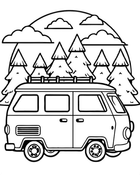 Une Page De Coloriage D Un Camping Car Sans Couleur Juste Des Lignes