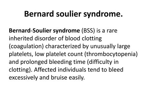 Solution Bernard Soulier Syndrome Studypool