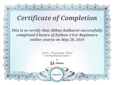 Abhay Kulkarni On Linkedin Completed The Python 3 For Beginners Course From Udemy By Lukáš