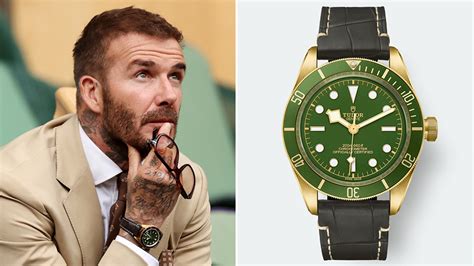 David Beckham Rocks A Gold And Green Tudor Dive Watch At Wimbledon