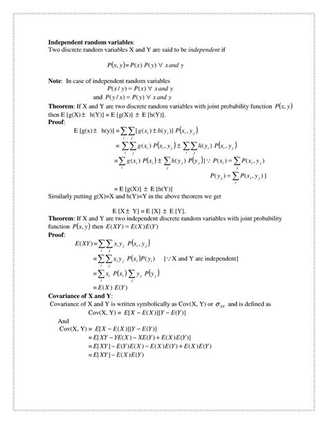 independent random variables proof e [g x ± h y ] ± i j yhxg ii ] [ yxp ji i j