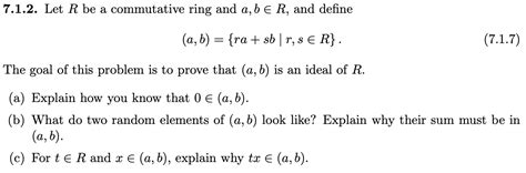 solved 7 1 2 let r be a commutative ring and a b e r and