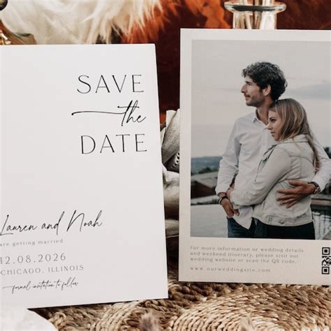 Minimalist Save The Date QR Code Save The Dates Modern Save Etsy