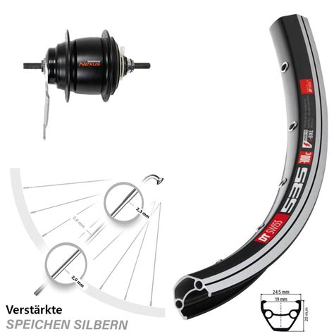 28 Zoll Hinterrad Shimano Nexus 8-Gang Rücktrittbremse DT Swiss 535 ...
