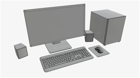 Computer Monitor Keyboard Mouse Pad Speakers Woofer Set 3d Model Cgtrader