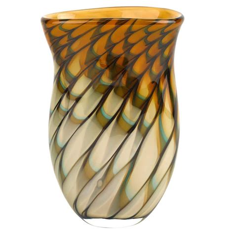 Badash Crystal 10 In Multi Color Passion Murano Style Art Glass Oval Vase J599 The Home Depot