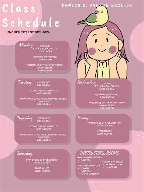 Pink Minimalist Cute Weekly Schedule Planner Pdf