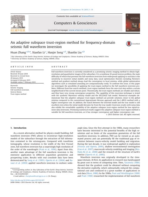 Pdf An Adaptive Subspace Trust Region Method For Frequency Domain