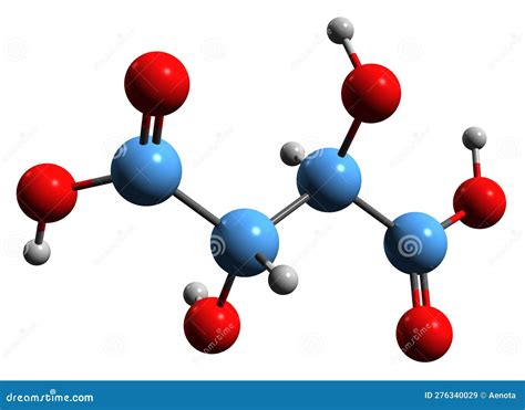 3d Image Of Tartaric Acid Skeletal Formula Stock Illustration