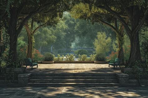 Empty Park Stage Architecture Outdoors Woodland Premium Ai Generated