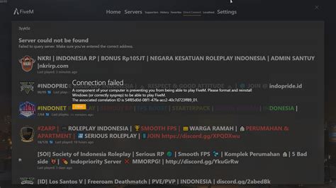 A Component Of Your Computer Is Preventing You From Being Able To Play FiveM Please Format And
