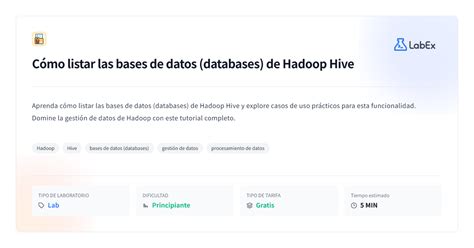 Cómo Listar Las Bases De Datos Databases De Hadoop Hive Labex