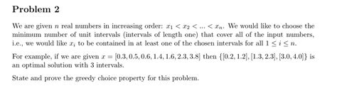 solved problem 2we are given n ﻿real numbers in increasing