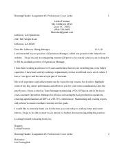 Professional Cover Letter Assignment 5 Docx Running Header