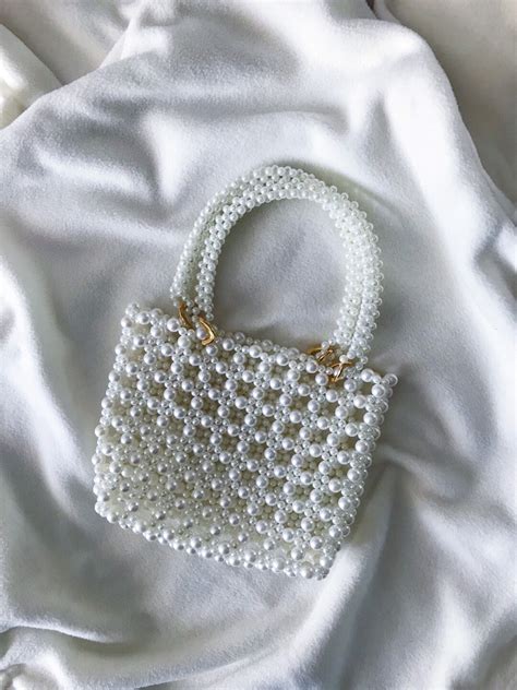 Pearl Bead Bag Pearl Purse Pearl Bag White Evening Bag Bridal Bead