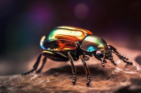 Premium Photo A Colorful Bug Sits On A Rock