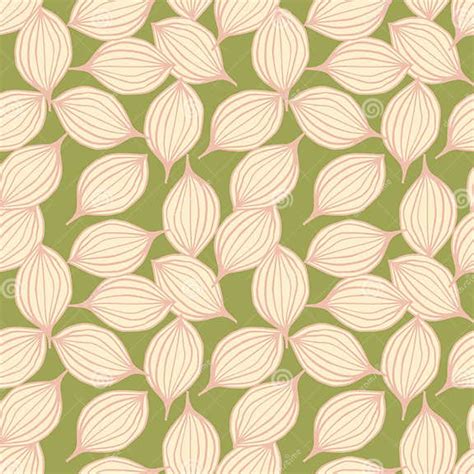 Exotic Outline Leaves Seamless Pattern Abstract Floral Background