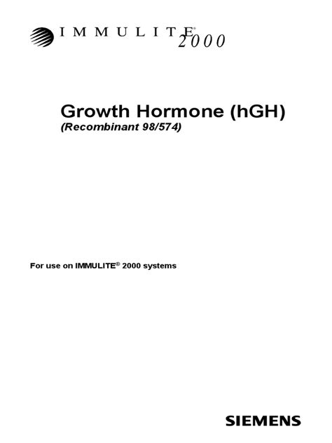 Growth Hormone Hgh Immulite 2000 Systems Rev 11 2018 Pdf Growth