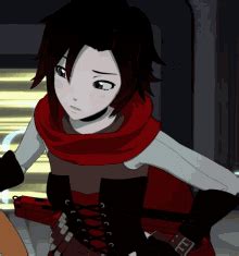 An Animated Image Of A Woman With Black Hair And Red Scarf