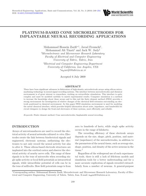 Pdf Platinum Based Cone Microelectrodes For Implantable Neural Recording Applications