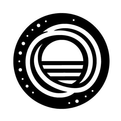 Concentric Black And White Circular With Nested Rings Dotted Border And A Stylized Sun Or