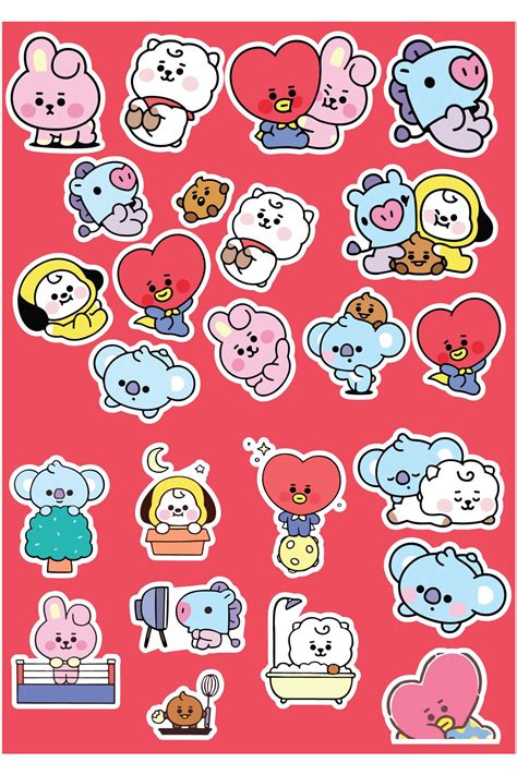 BT21 Sanrio Karakterleri 2 Temalı Sticker Seti Ajanda Laptop