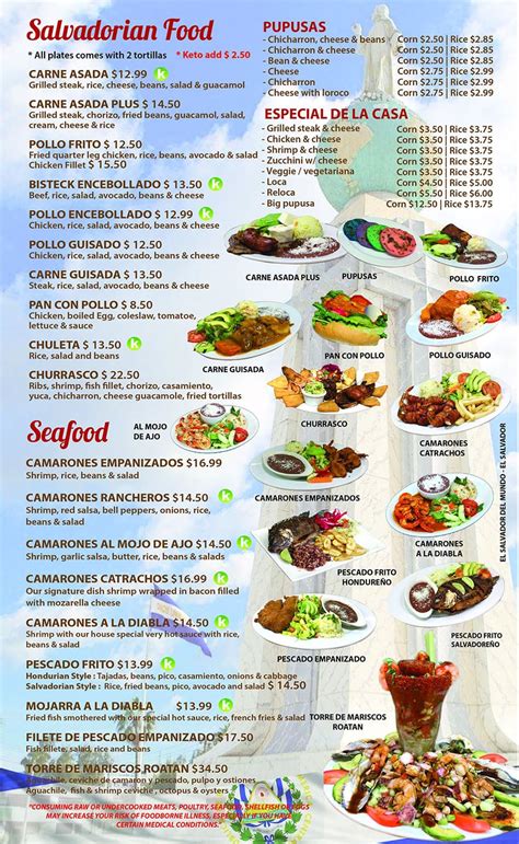 Salvadorian Food Menu